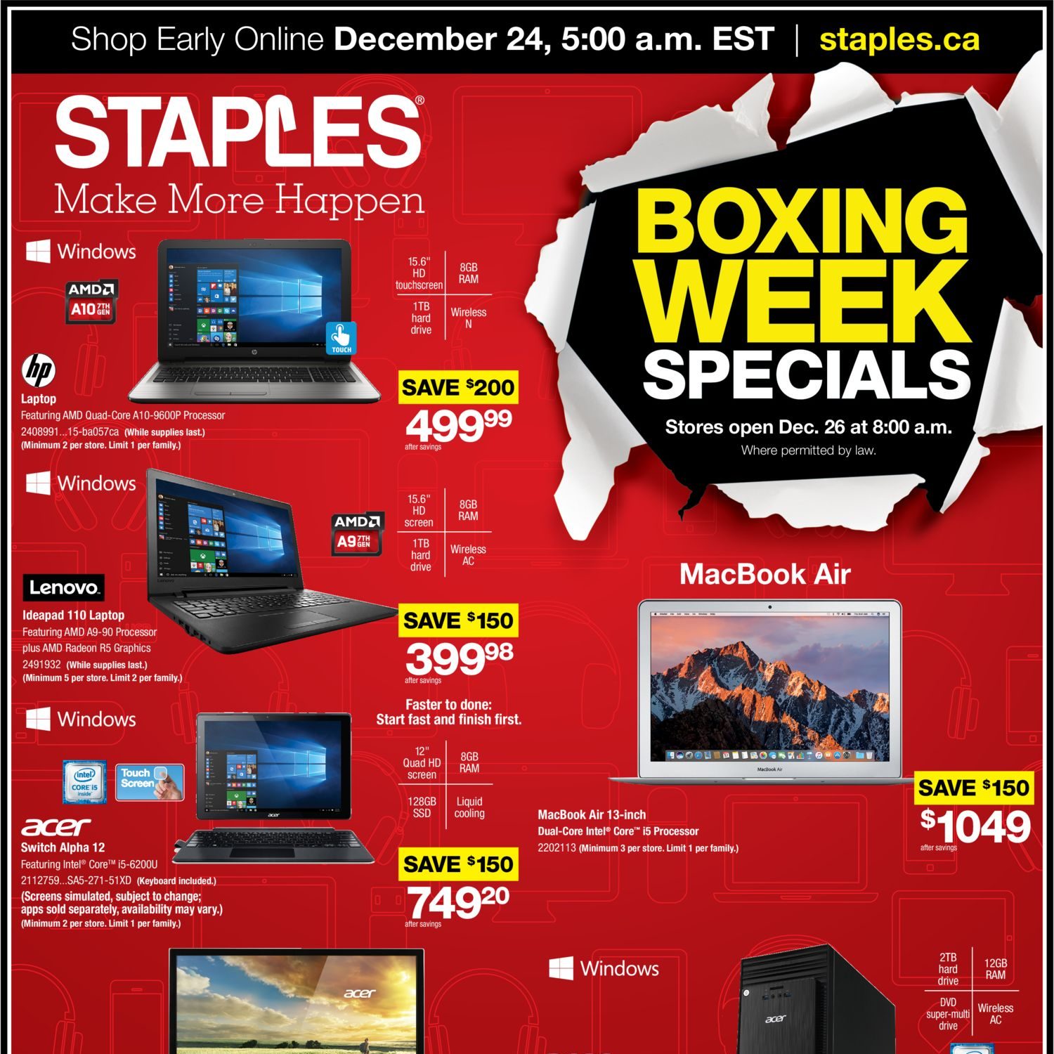 Staples Weekly Flyer - Make More Happen - Boxing Week Specials - Dec 26 ...