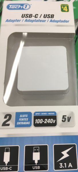 [Dollarama] $4 Tech1 USB-C + USB-A Wall Charger (3.1A total ...