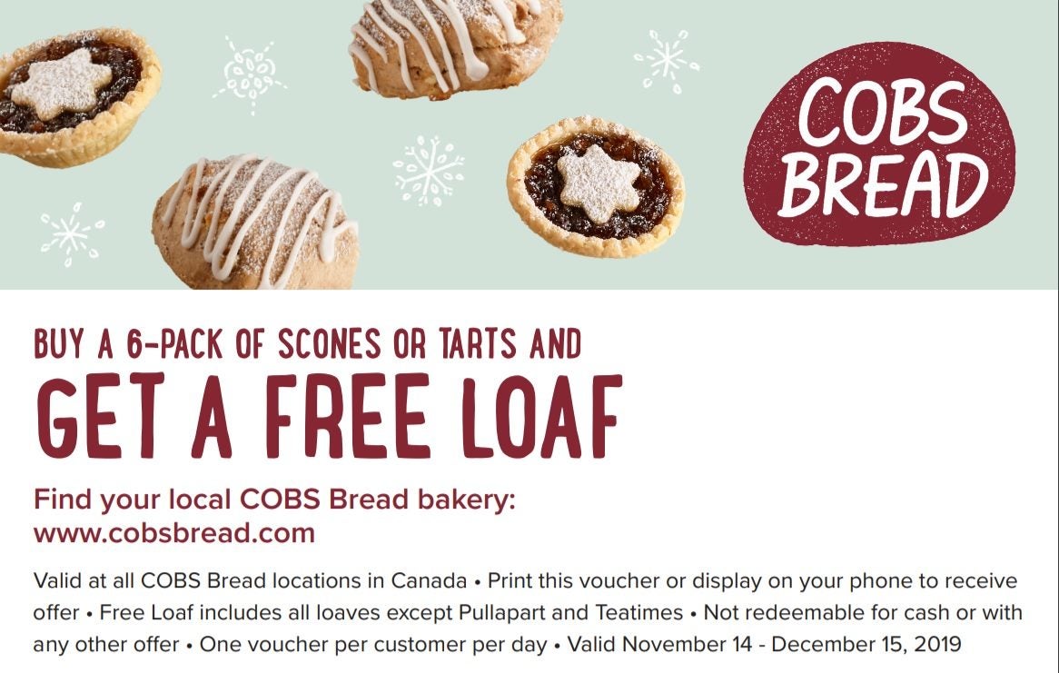 [COBS Bread] Buy a 6-pack scones or tarts and get a free loaf ...