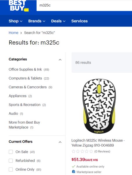 [123Ink.ca] Logitech M325c Wireless Mouse - Yellow Zigzag $21.99 ...