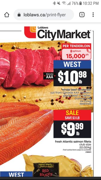 [Loblaws City Market] (West Coast) : AAA Whole Beef Tenderloin $10.98 ...