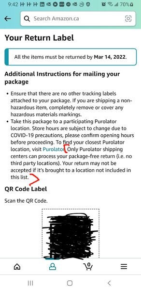 Amazon's new Purolator drop off, no label/box required returns - Page 3 ...