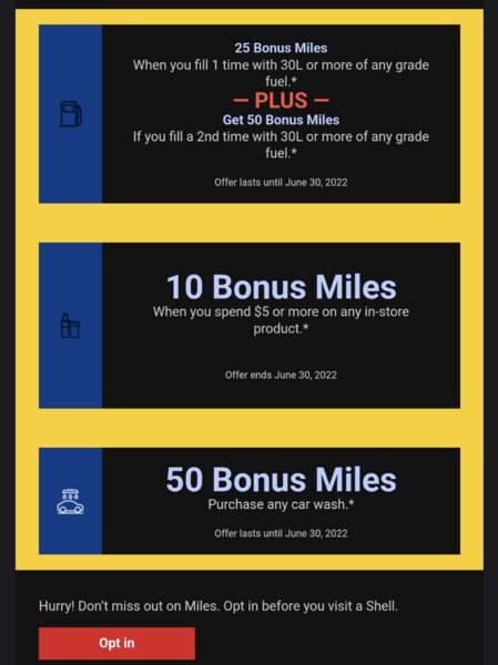 [Shell] Opt in now to get over 135 BONUS MILES at Shell. (Targeted ...