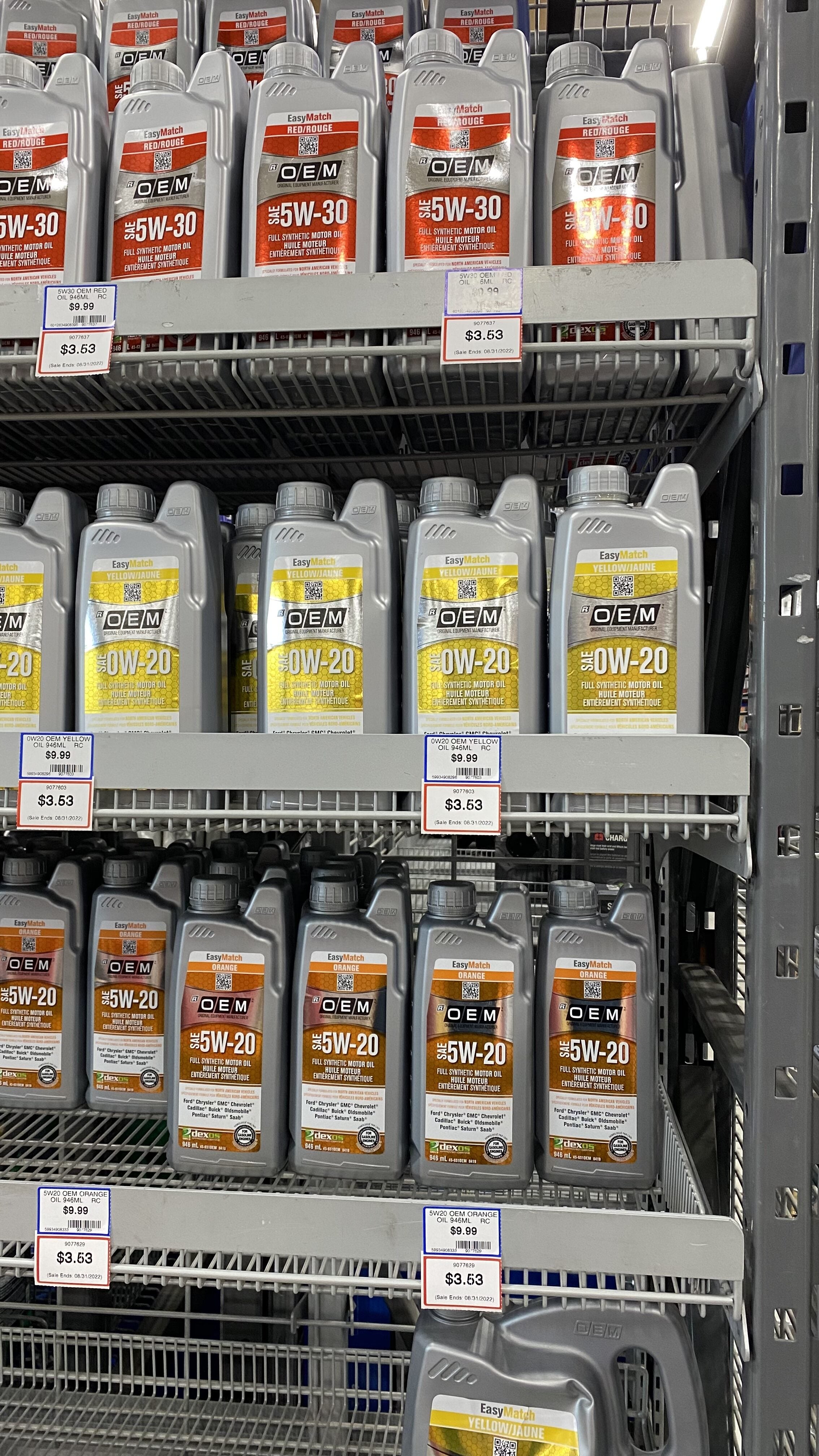 [Princess Auto] OEM Engine oil on clearance 0W20, 5W20, 5W30 grades ...
