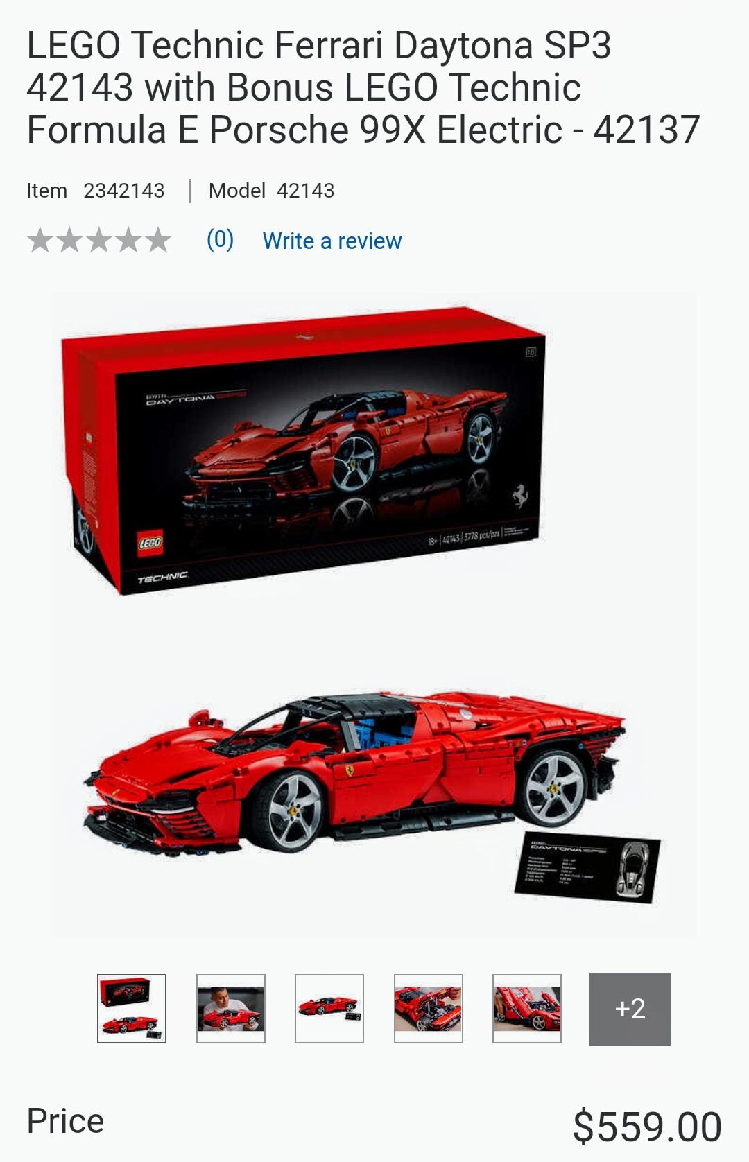 [Costco] LEGO Technic Ferrari Daytona SP3 42143 with Bonus LEGO Technic ...