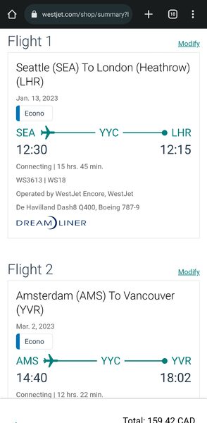 [WestJet] Seattle to London (UK), Amsterdam to Vancouver $159 (Multi ...