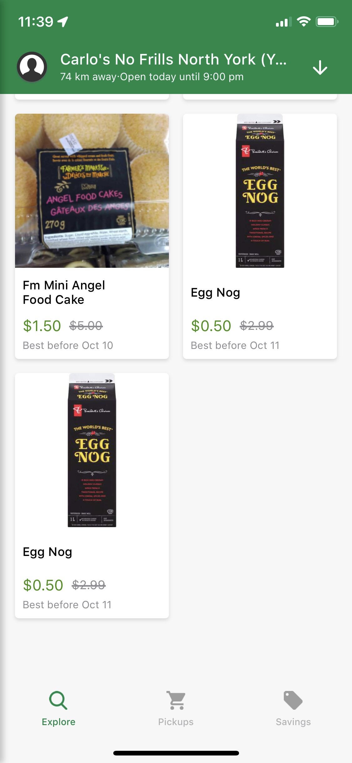 [No Frills] $0.50 PC brand eggnog FLASHFOOD app - BB Oct 11 - Carlo’s ...