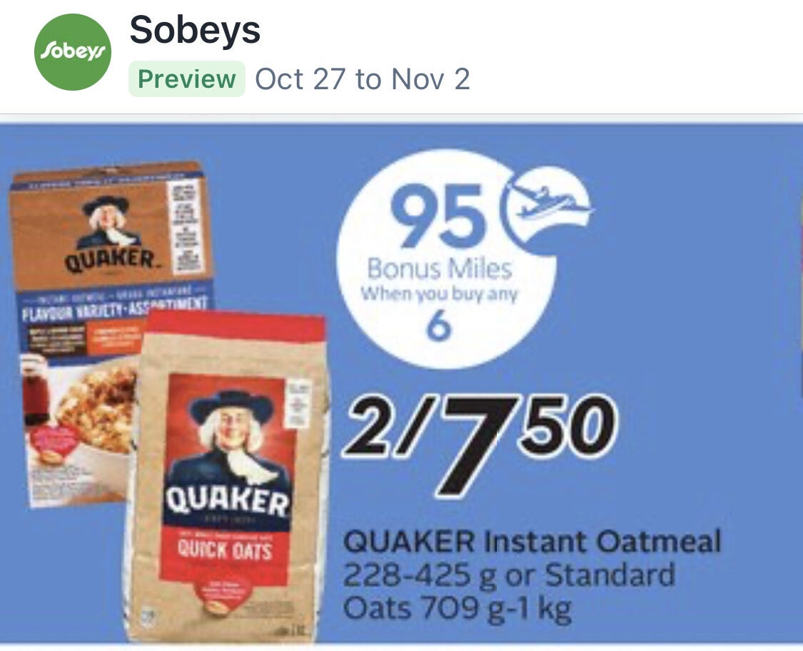 [Sobeys] HOT!, Oct 27 to Nov 2: Get $10 back in Air Miles Cash Miles ...