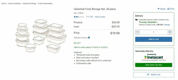 [Costco] Glasslock Food Storage Set, 26-piece $19.99 - RedFlagDeals.com ...