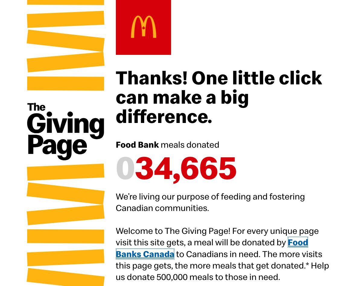 [McDonalds] Donate a free meal to Food Banks Canada by visiting ...