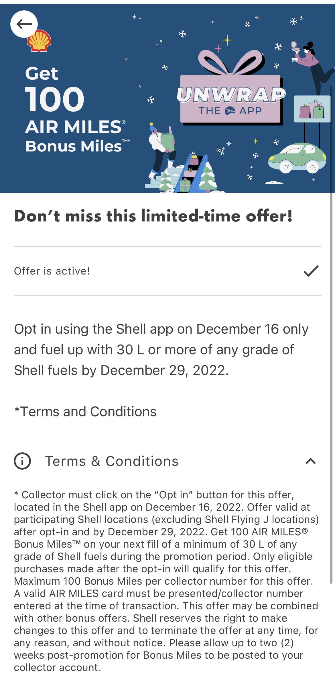 [Shell] Air Miles “Unwrap the App”: Opt-in TODAY only (Dec 16) for an ...