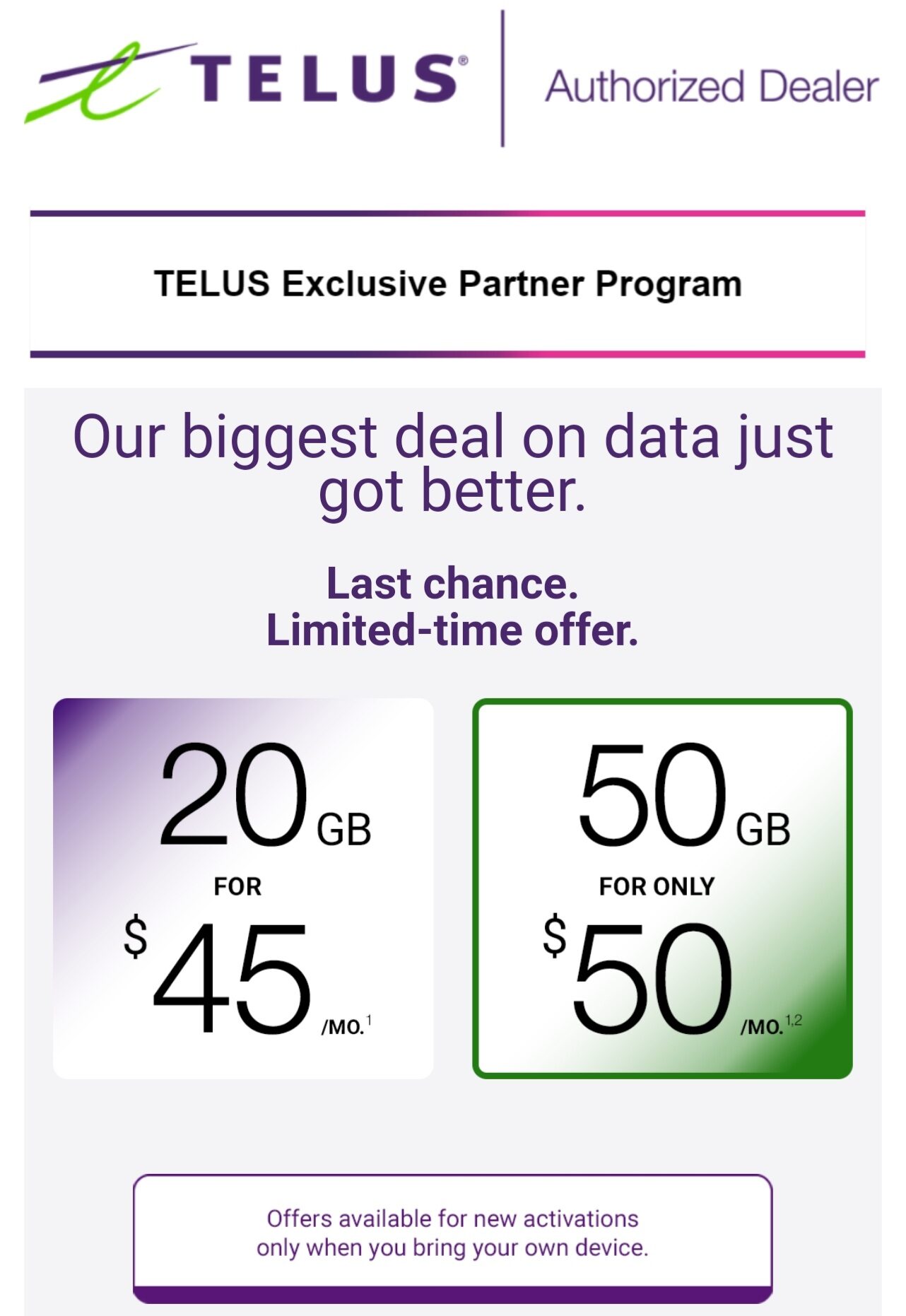 [Telus] Telus EPP plan 50GB for $50 (24 months) - Page 12 ...