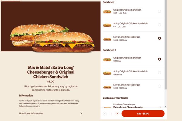 [Burger King] mix n’ match the Extra Long Cheeseburger and Original ...