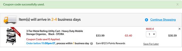 [Shopper+] 3-Tier Metal Rolling Utility Cart $30.59 free ship ...