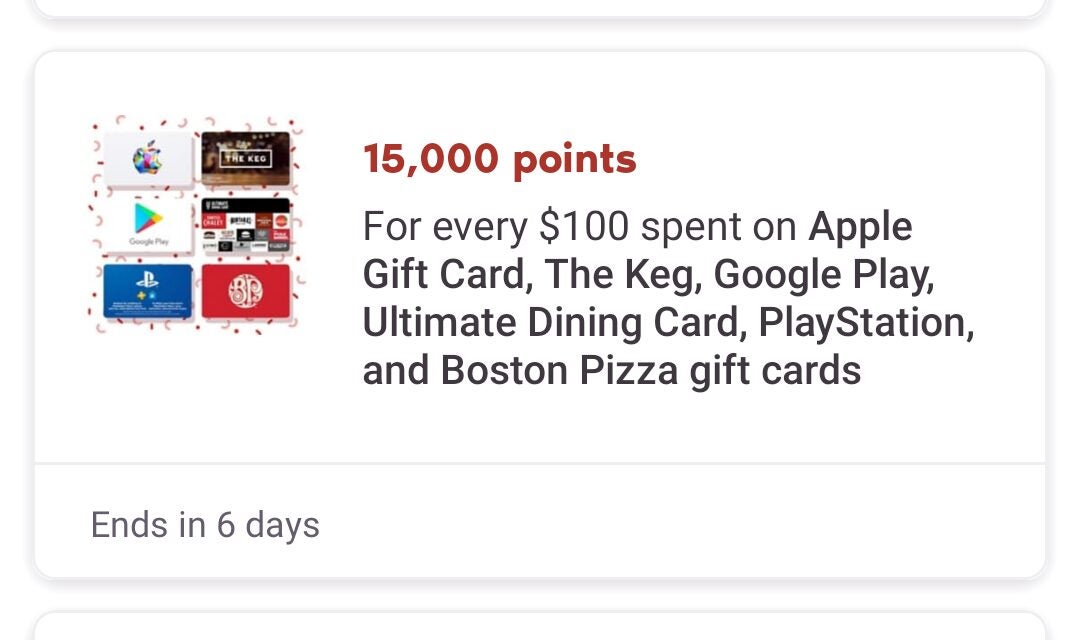 [Loblaws] 15,000 PCO points for every $100 spent on Apple, Keg, Google ...