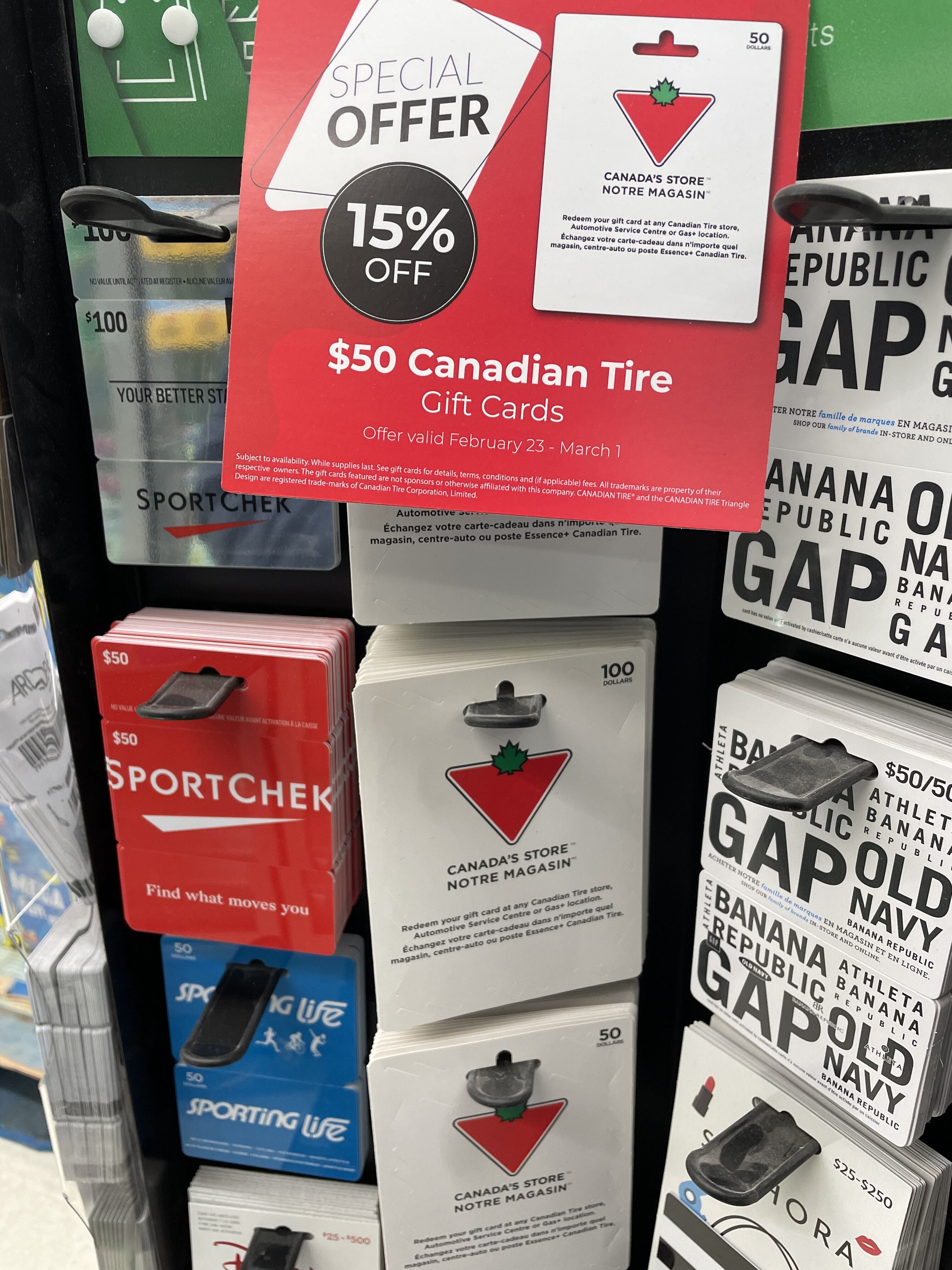 [Foodbasics] 15% off $50 Canadian Tire Gift Cards - Valid February 23 ...
