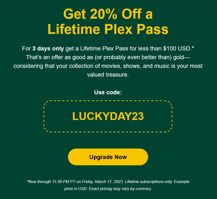 [Plex] 20% Off Lifetime Plex Pass - RedFlagDeals.com Forums