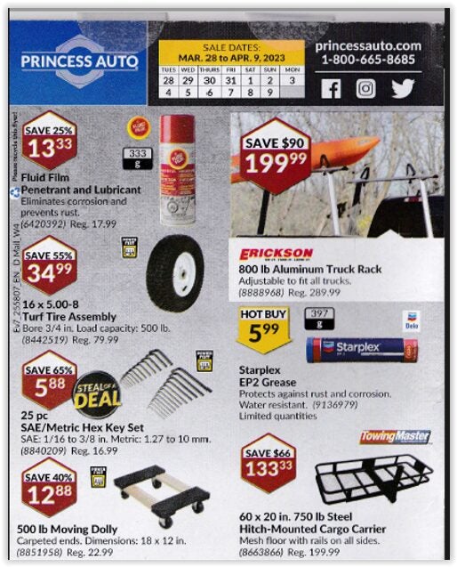[Princess Auto] New Flyer (Mar 28-Apr 9) Surplus Section Scans ...