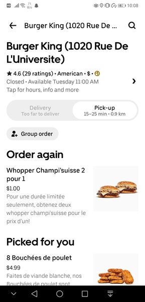 [Uber Eats] Uber Eats - YMMW Quebec only? - Price error? BOGO 1$ for 2 ...
