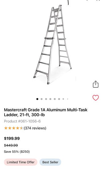 [Canadian Tire] Mastercraft Grade 1A Aluminium Multi-task Ladder, 21 ft ...