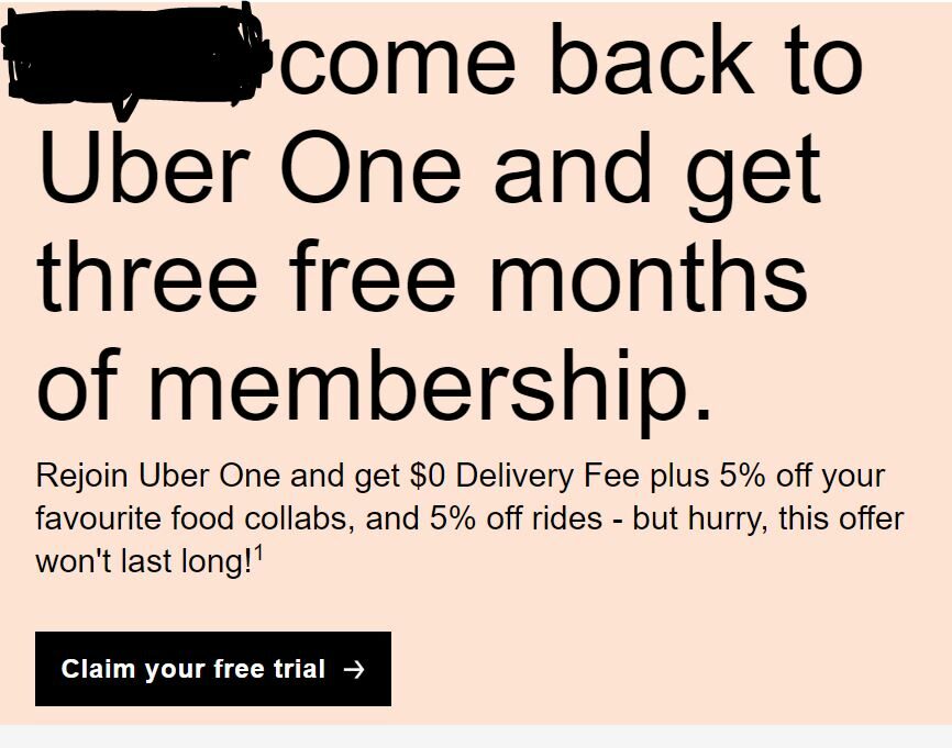 [Uber Eats] Uber One three free months for returning customers (YMMV) - RedFlagDeals.com Forums