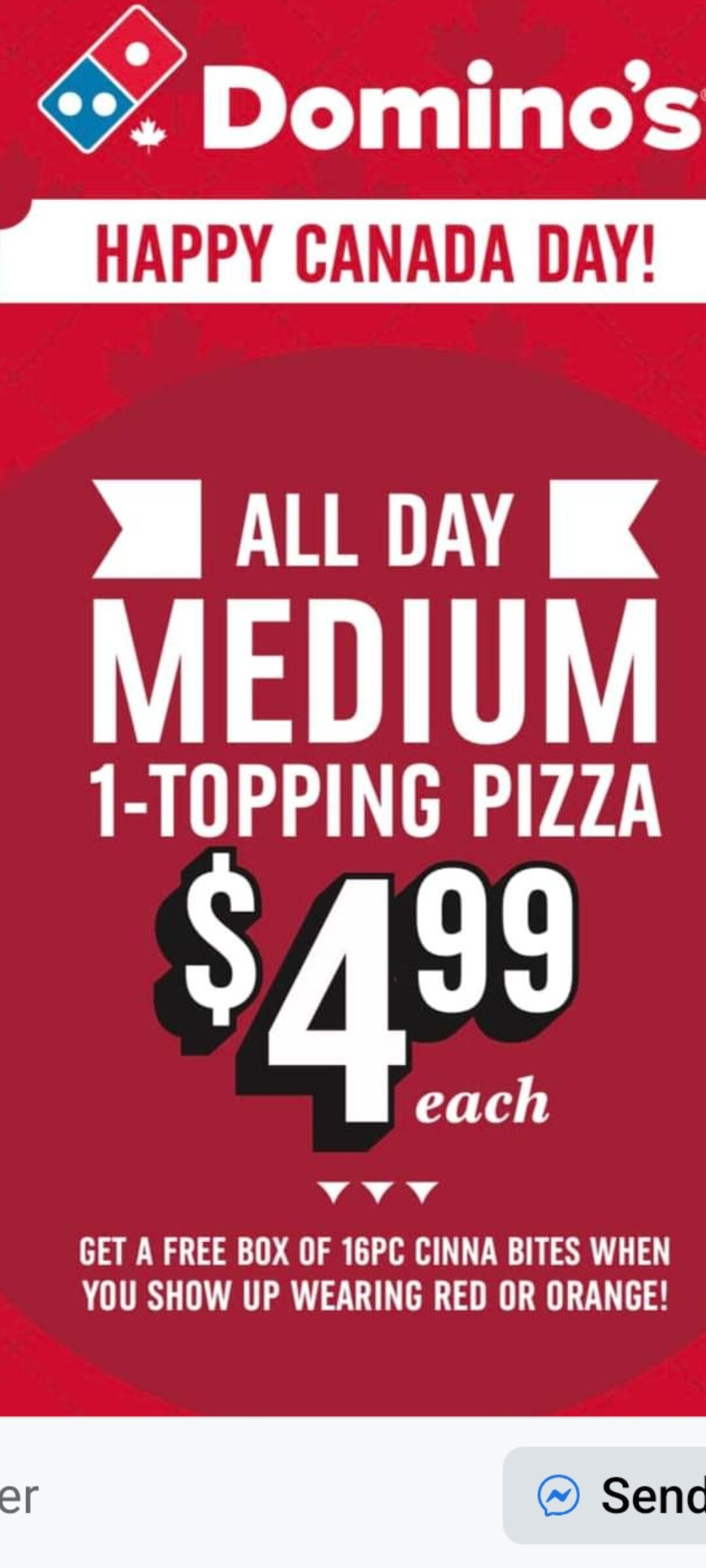 [Domino's Pizza] Dominos Medium 1 Topping Pizza $4.99 All Day July 1st ...