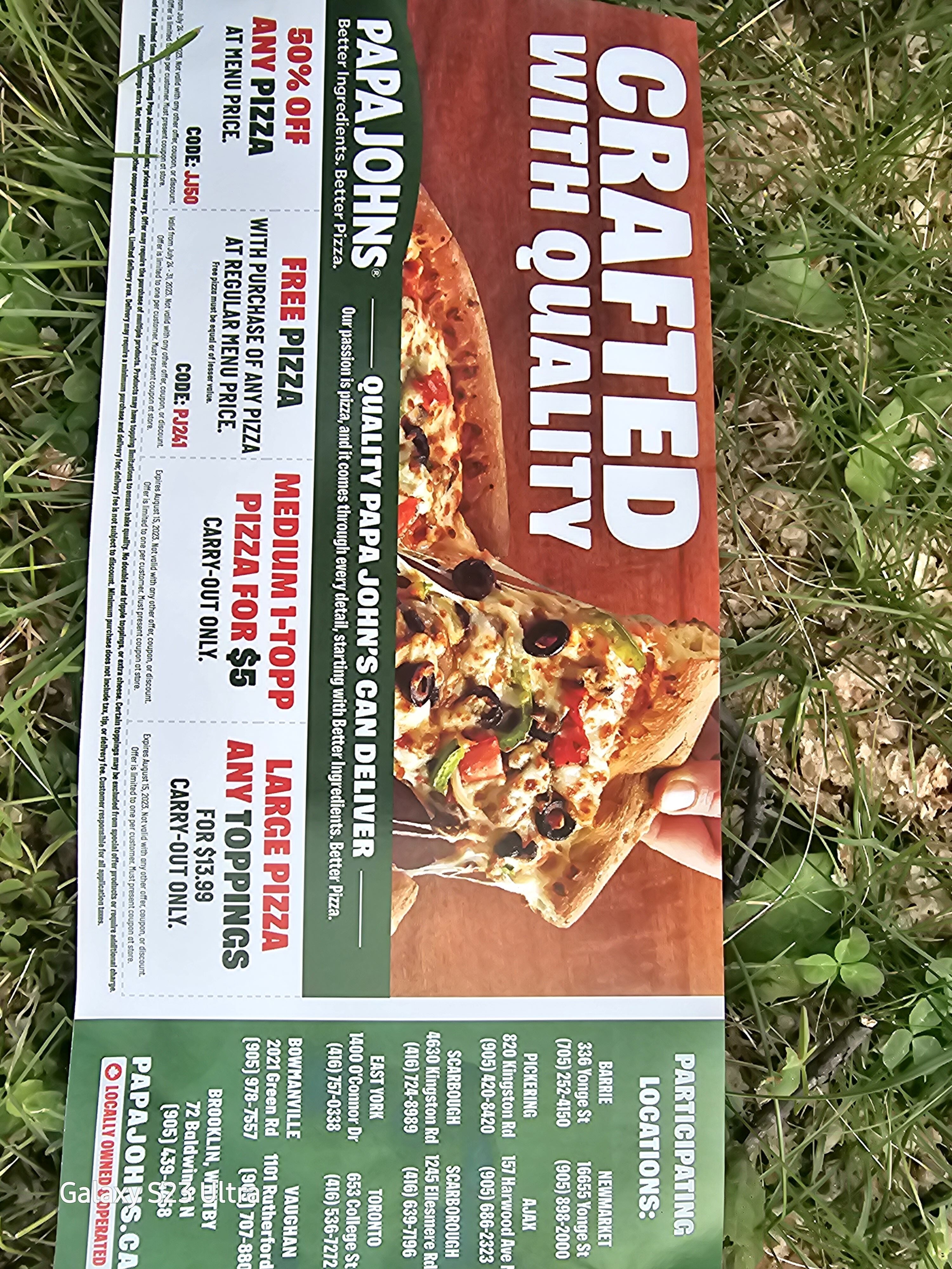 [Papa John's Pizza] 50% off July 17 - 23 online orders and at ...