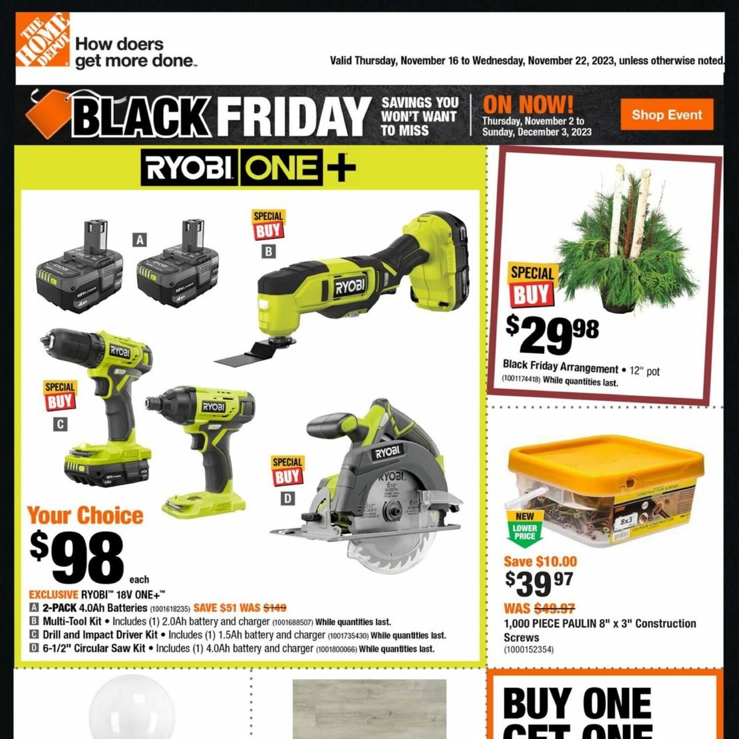 Home Depot Weekly Flyer - Weekly Deals - Black Friday Sale (ON) - Nov ...
