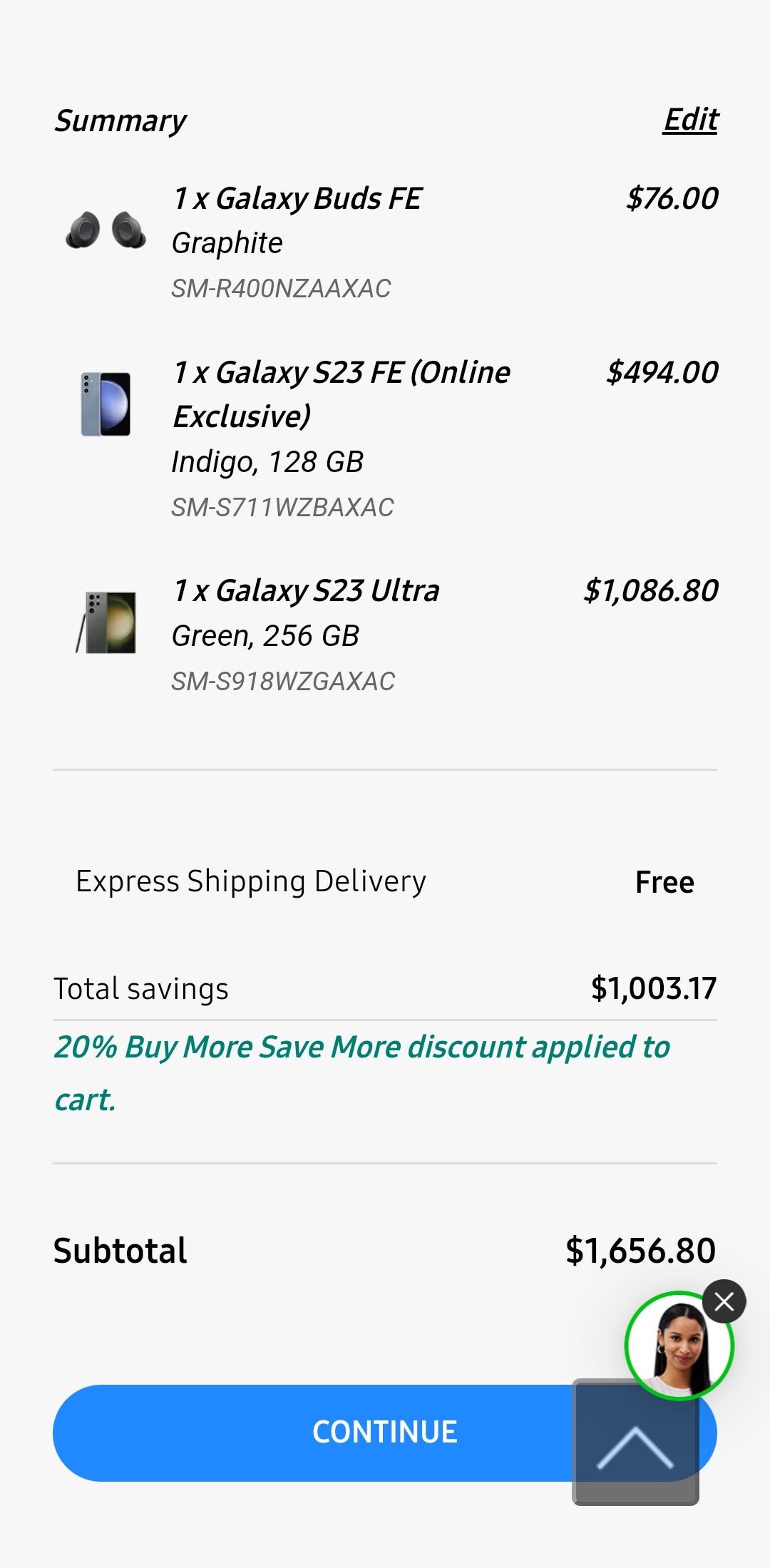[Samsung] Buy 3 Save 20% = Samsung Galaxy 23 FE @ $520 (NO trade in req ...