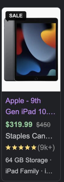 [Staples] Apple 9th Gen iPad - 10.2", Wi-Fi, A13 chip, 64gb @ $319.99 ...