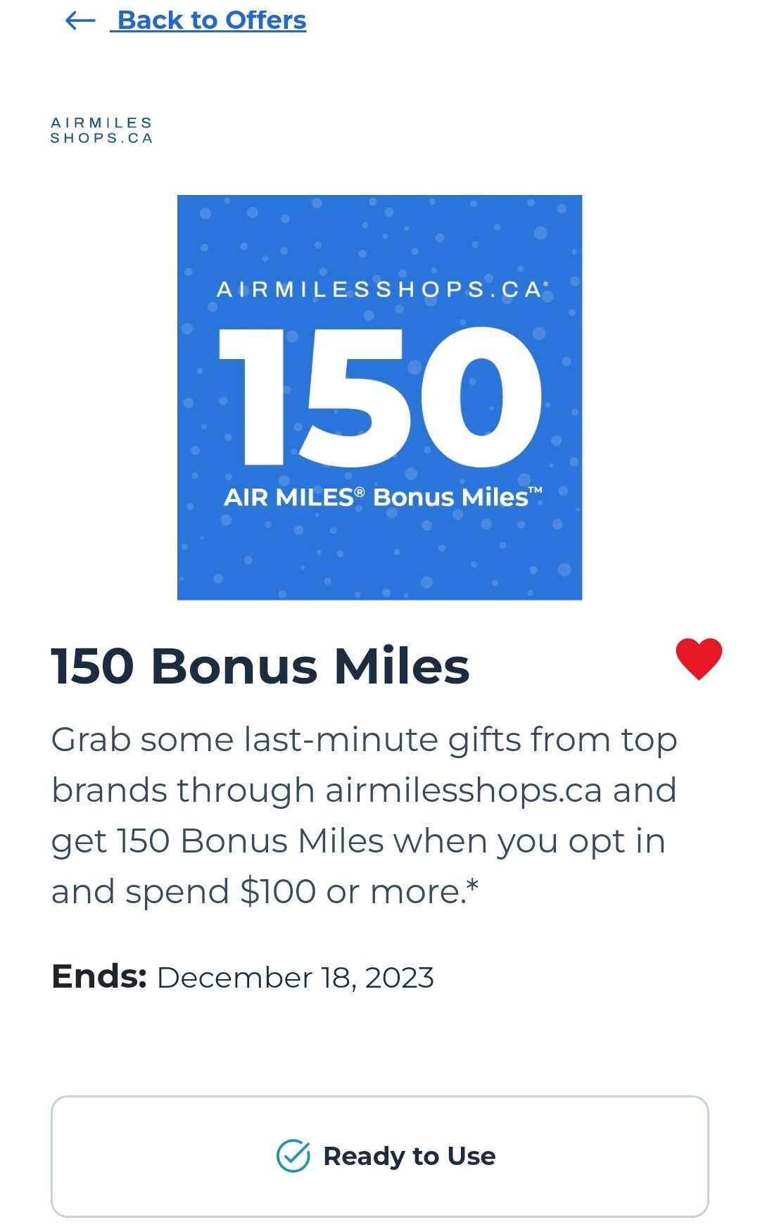 [Airmilesshop.ca] 150 bonus Air Mile when you spend $100 or more ...