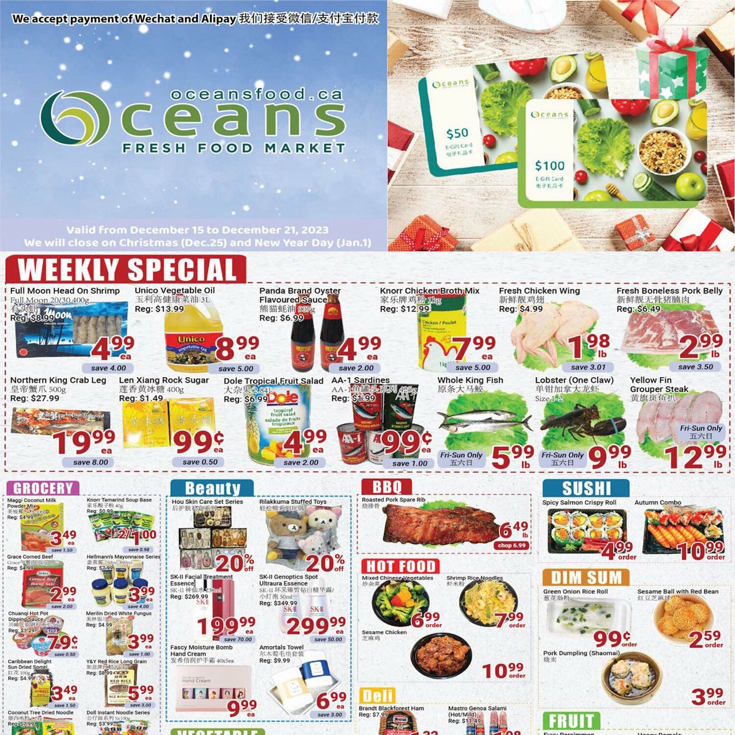 Oceans Fresh Food Market Weekly Flyer - Weekly Specials - Dec 15 – 21 ...