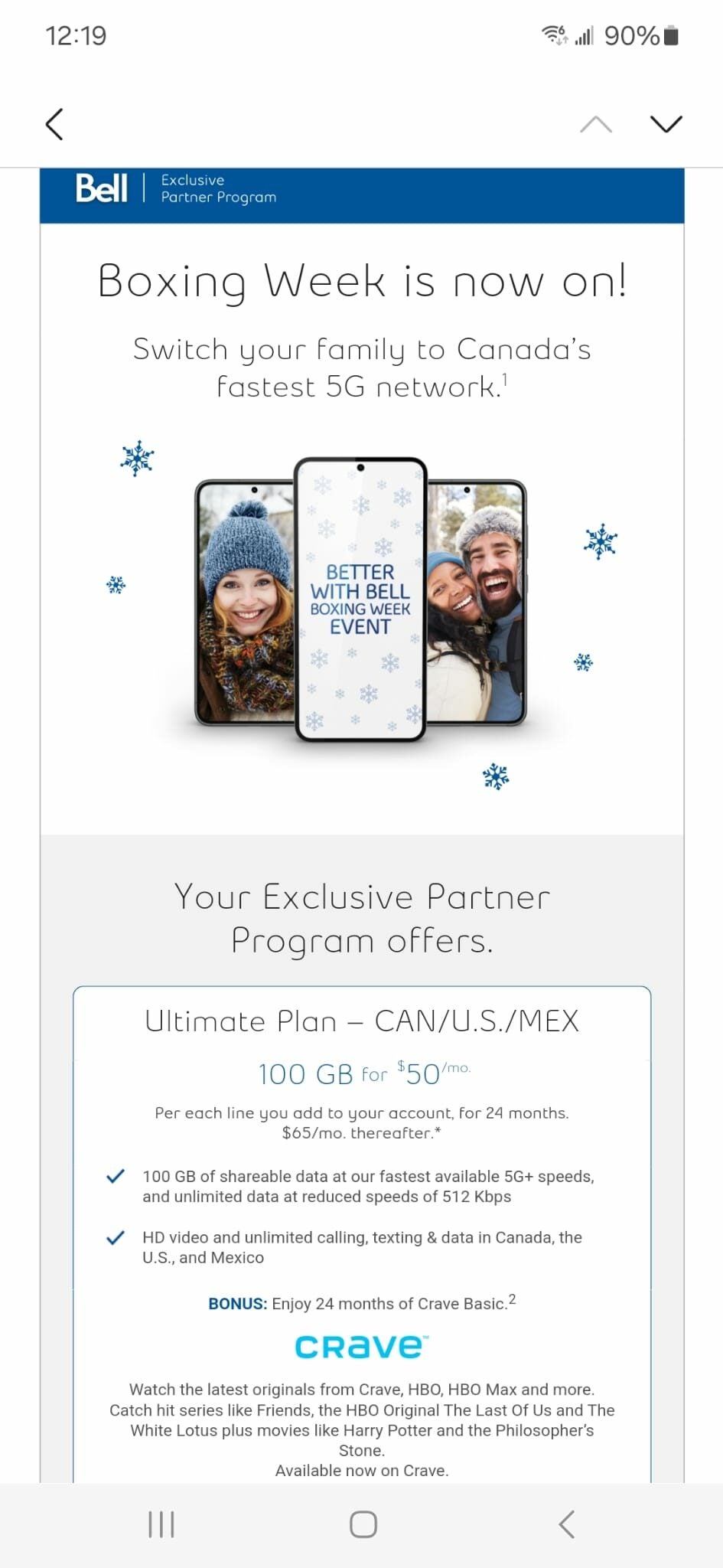 [Bell] Bell EPP Plan - Ultimate Plan - CAN/US/MEX - 100GB / 5G+ for $55 ...