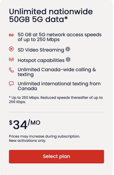[Virgin Plus] New BYOD plan unlimited 5G 50Go/$34 available online ...