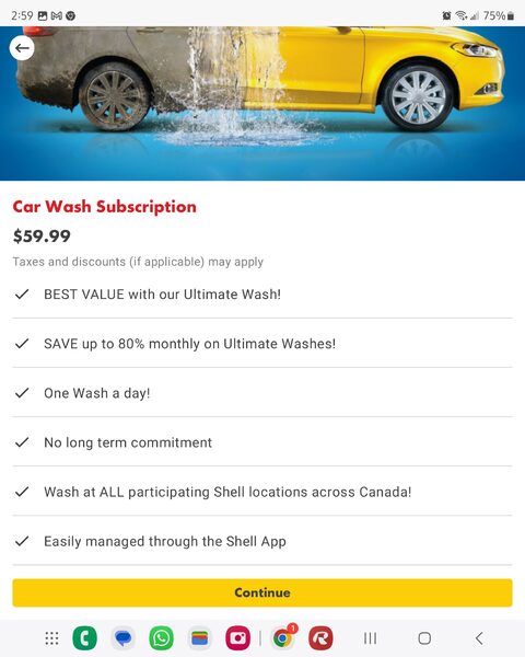 [Shell] $59.99/month (1 per Day) Shell Car Wash + 100 Bonus Air Miles ...