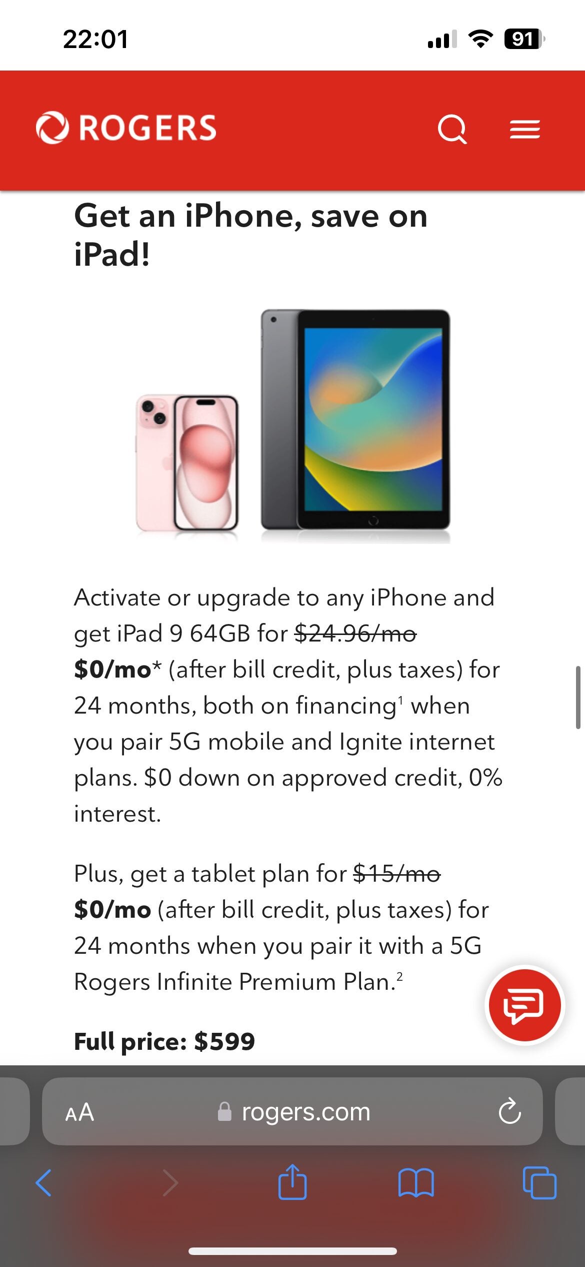 [Rogers] Free iPad 9 with iPhone upgrade/activate (Rogers Infinite ...