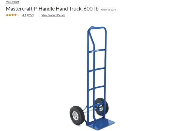 [Canadian Tire] Mastercraft P-Handle Hand Truck, 600-lb - RedFlagDeals ...
