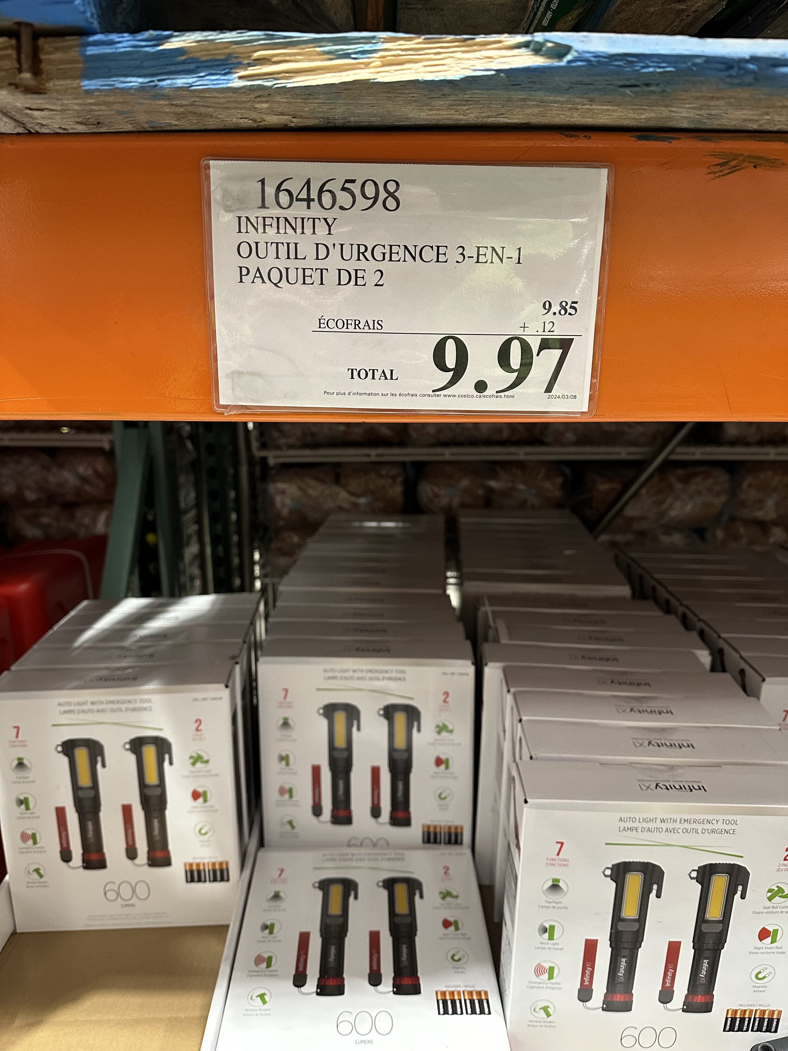 [Costco] Infinity X1 600 Lumen Auto Light with Emergency Tool 2-pack $9 ...