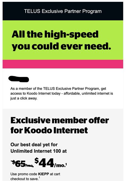 [Koodo] Koodo Internet Ontario $21 off any plan EPP exclusive offer ...