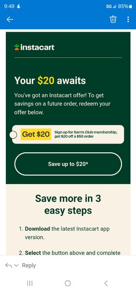 [InstaCart] InstaCart+ Annual Membership Promo $19 / year [YMMV In-App ...