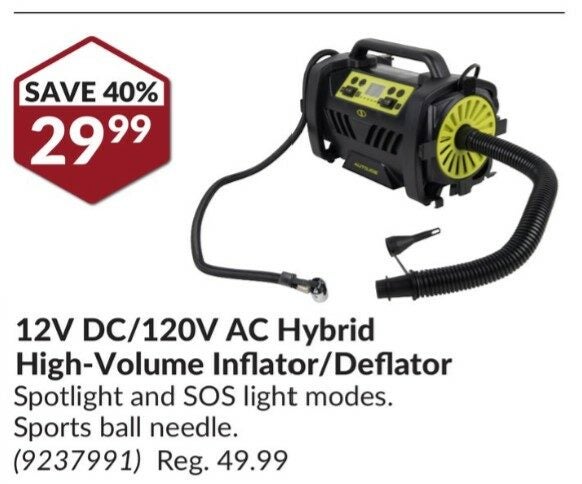 [Princess Auto] AutoJoe 12V DC/120V AC Hybrid High-Volume Inflator ...