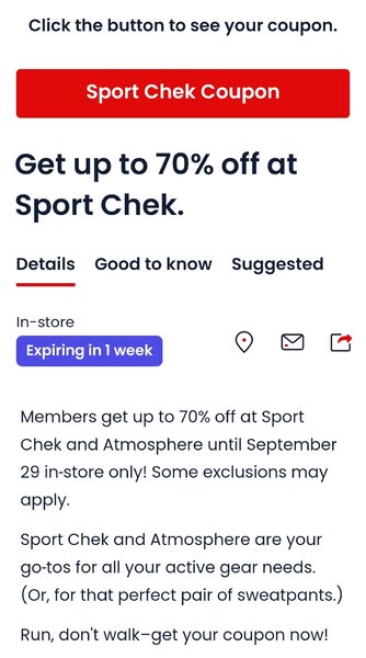 [Sport Chek] Sportchek VIP pricing for Venngo members. YMMV. Up to 70% ...