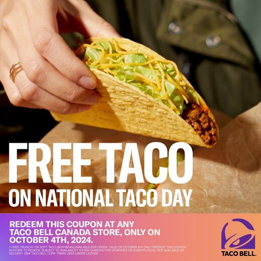 [Taco Bell] FREE taco - mobile coupon/QR code (GTA area); coupon via ...