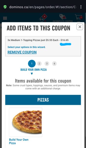 [Domino's Pizza] Get 3 medium 1-topping pizzas for $5.55 each at valid ...