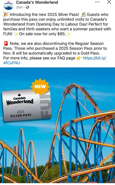 [Canada's Wonderland] 2024 Season Passes -single use Fast Lanes for ...