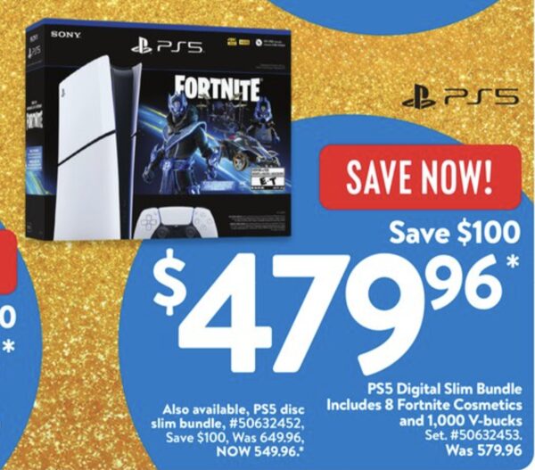[Walmart] [Black Friday] PS5 Slim Digital Fortnite Bundle $479 (Starts ...