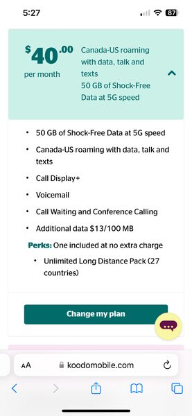 [Koodo] Koodo Existing Customer $40 CAN/US 5G $50GB + $16 Iphone 15 ...