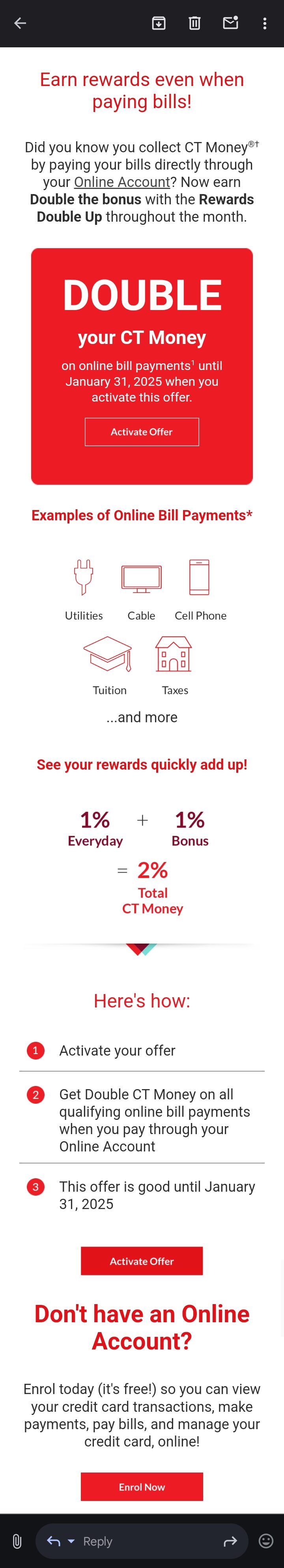 [Triangle] Jan 2025! Double the Rewards (= 2% CT Money) on Online Bill ...