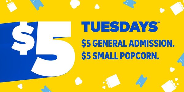 Cineplex 5 Movie Tickets 5 Small Popcorn Tuesdays From January