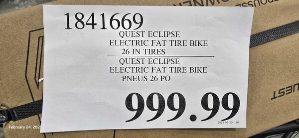 Costco: Quest Eclipse fat tire ebike $999.99 - RedFlagDeals.com Forums